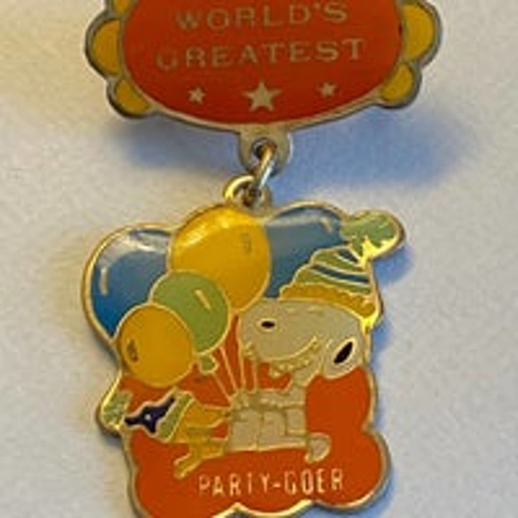 Peanuts | Jewelry | Vintage Aviva Snoopy Worlds Greatest Partygoer Pin ...